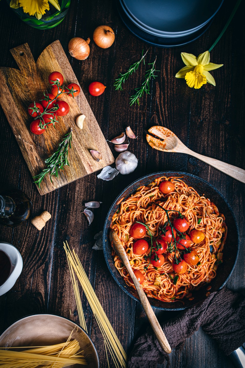 Spaghete cu roșii cherry coapte - infarfurie.ro